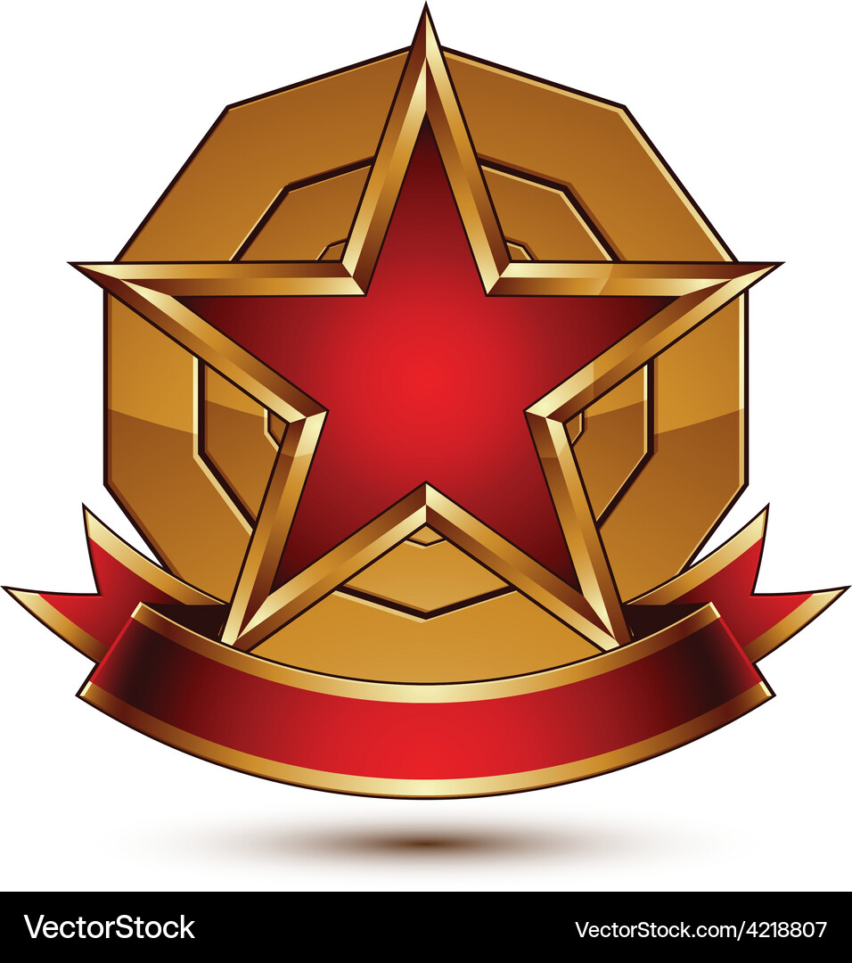 Golden stylized round symbol with red glamorous Vector Image
