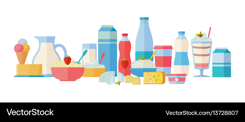 Milk production icons set isolated Royalty Free Vector Image