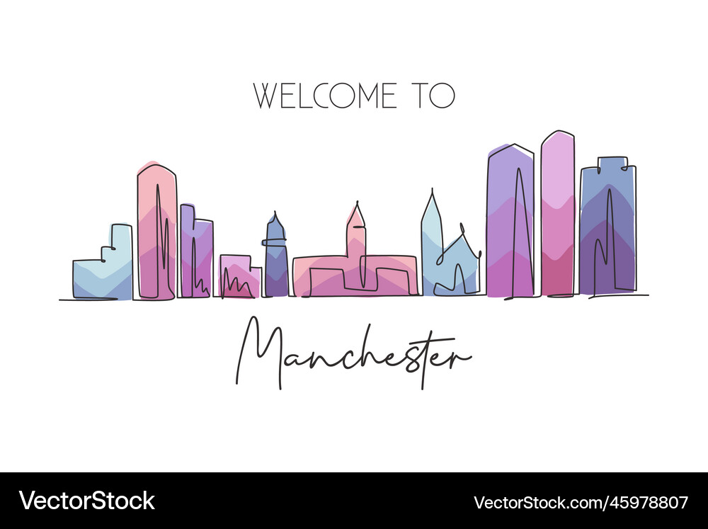 One single line drawing manchester city skyline Vector Image