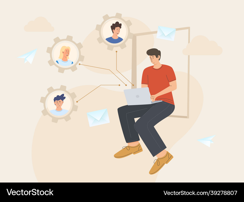 People connecting and working online together Vector Image