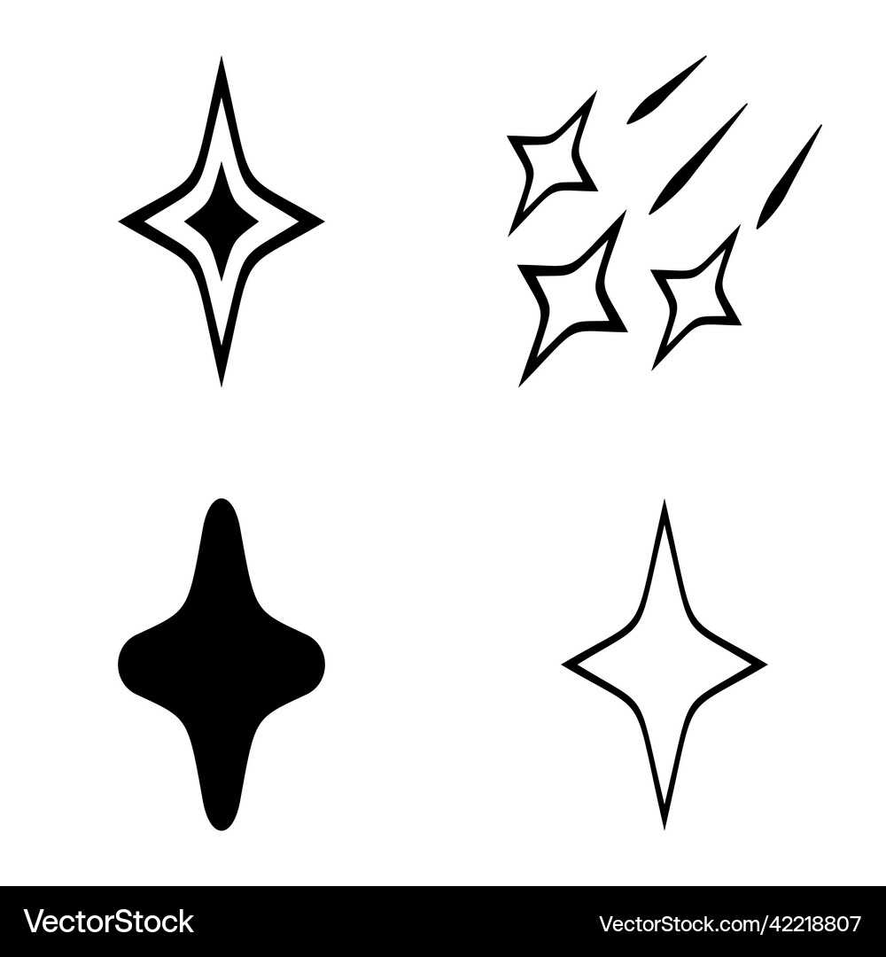 Rhombic star3 flat icon set isolated on white Vector Image