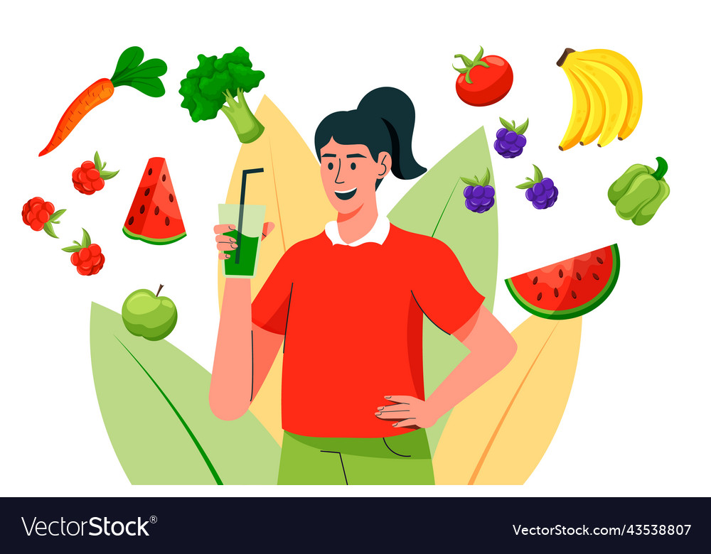 Vegan food healthy lifestyle detox diet Royalty Free Vector