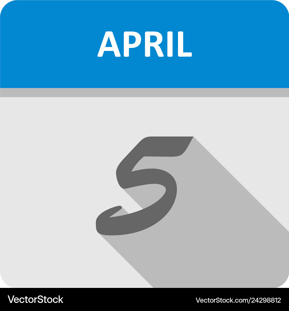 April 5th date on a single day calendar Royalty Free Vector