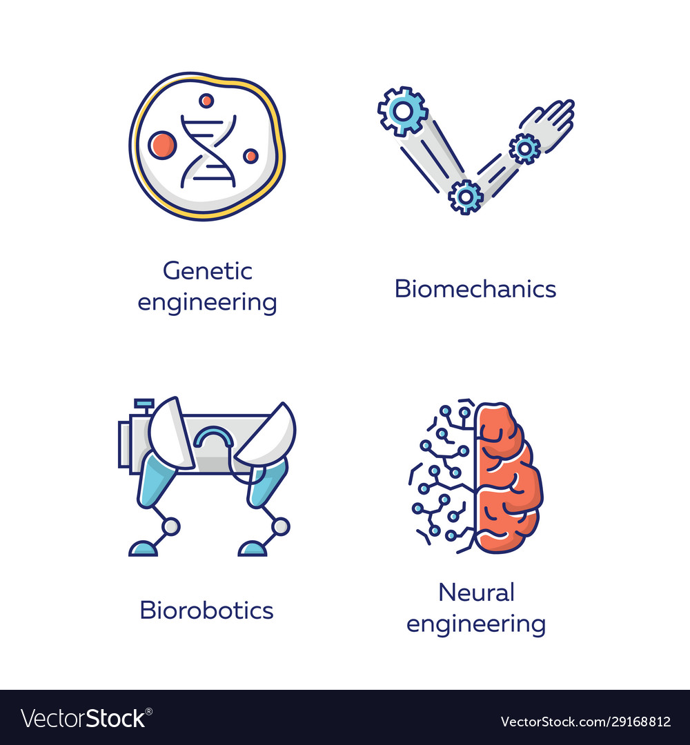 Bioengineering Icon Set Royalty Free Vector Image