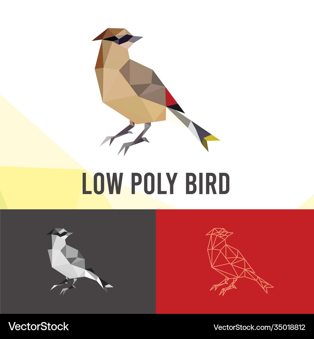 Bird animals low poly logo icon symbol set Vector Image