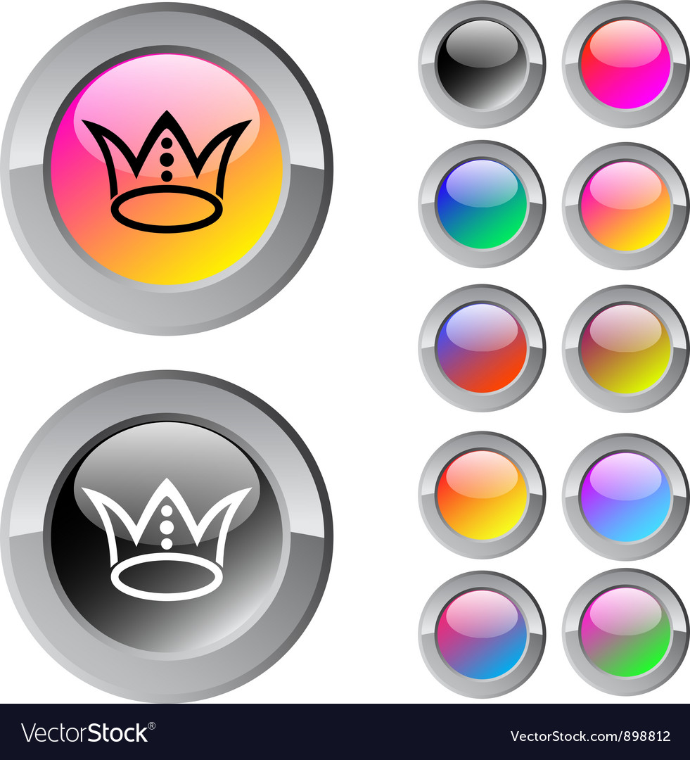 Crown multicolor round button Royalty Free Vector Image