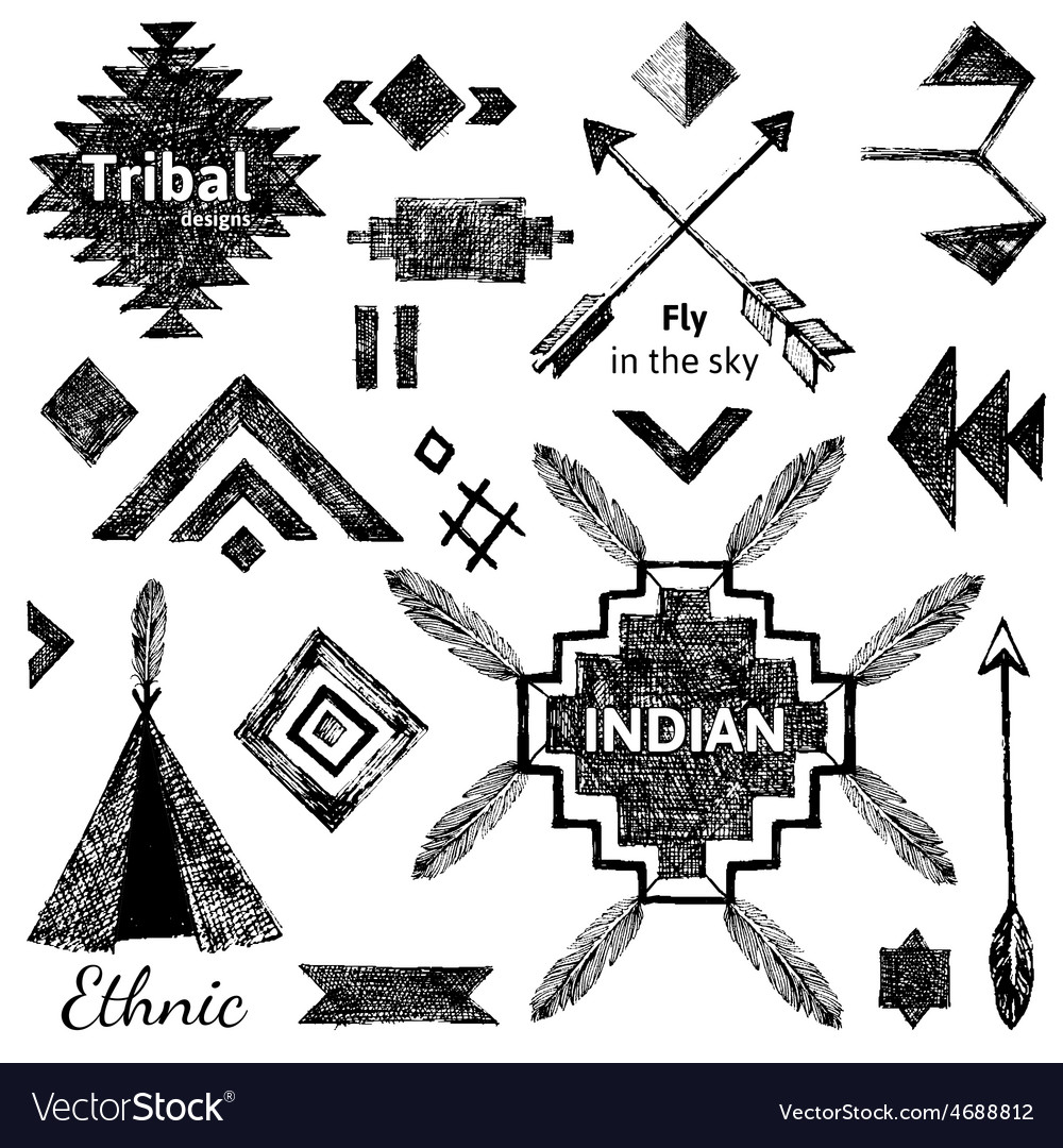 Hand drawn tribal elements set Royalty Free Vector Image Hand drawn tribal elements set Royalty Free Vector Image
