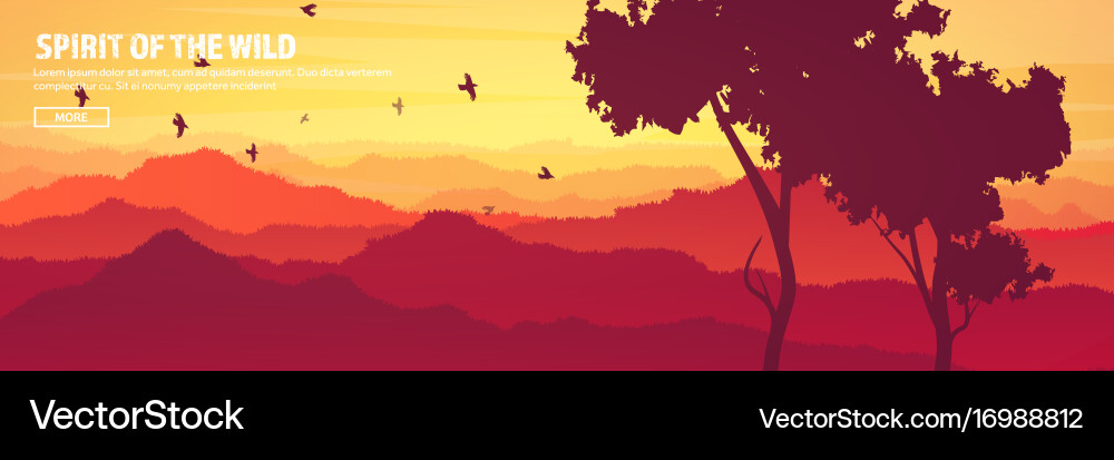 Mountains and forest header wild nature landscape Vector Image