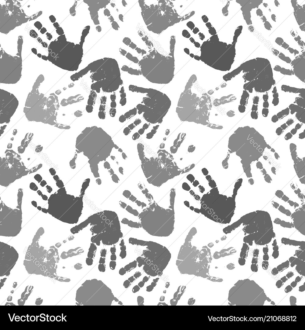 Seamless pattern of prints of hands Royalty Free Vector