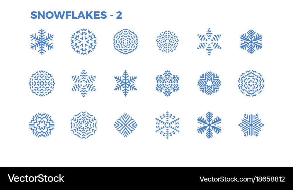 Snowflake icons decorative elements of winter Vector Image