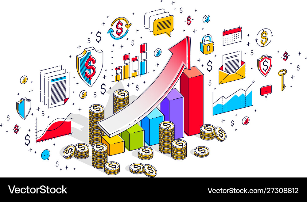 Success and income increase concept growth chart Vector Image