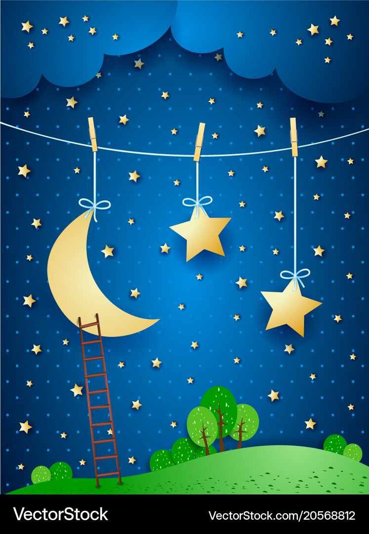 Surreal night fantasy Royalty Free Vector Image