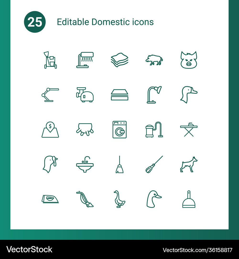 25 domestic icons Royalty Free Vector Image - VectorStock