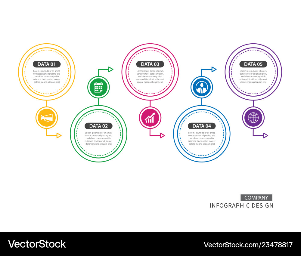 5 circle thin line infographic for business Vector Image
