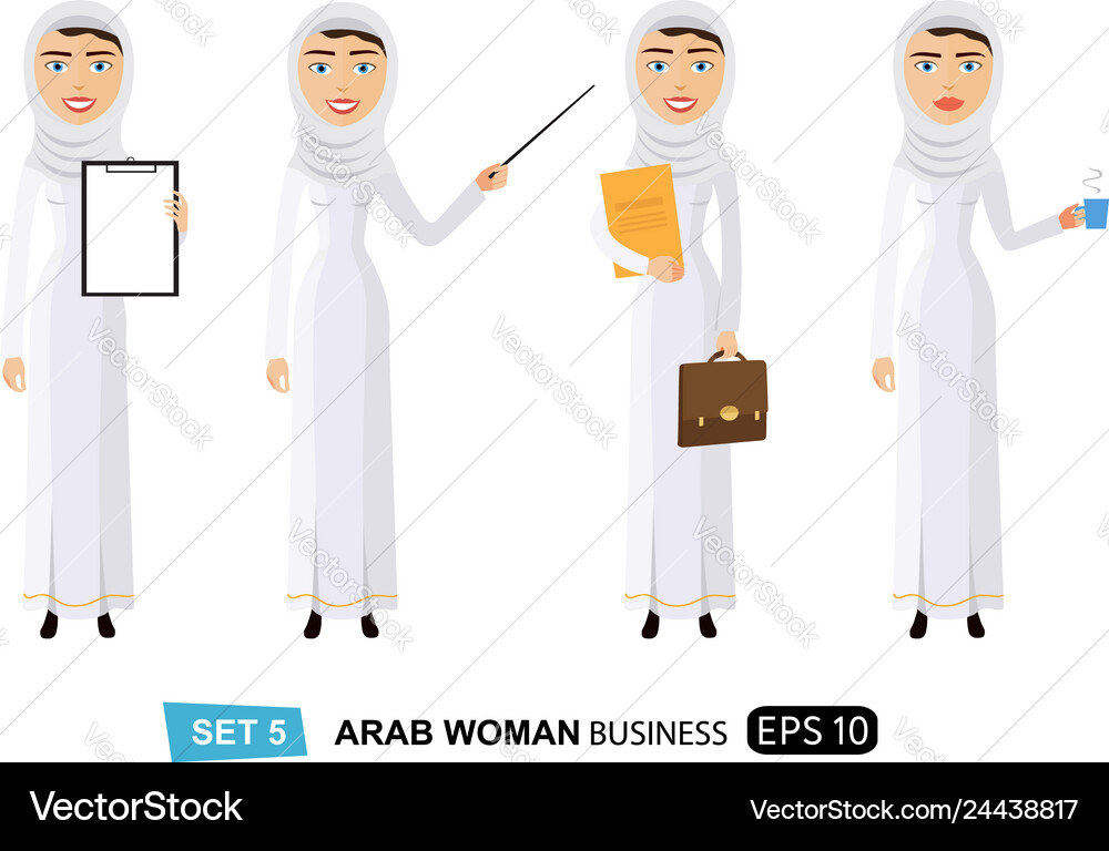 Arab woman presenting something get an idea Vector Image