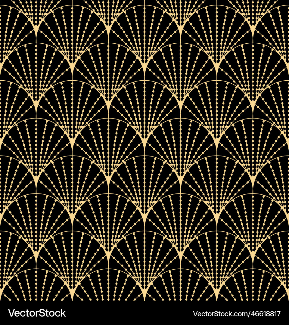 Art deco gold and black dotted fan pattern Vector Image