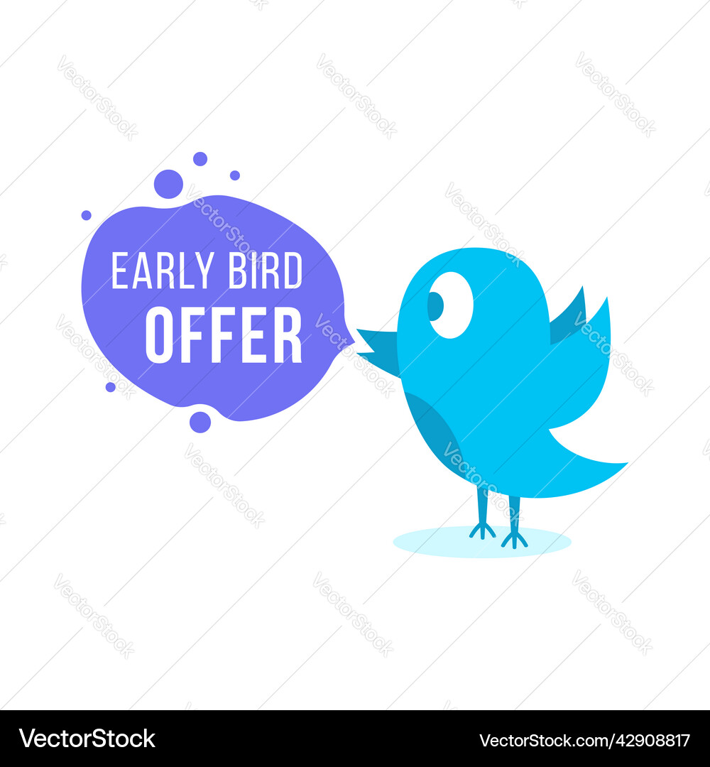 Blue early bird offer like discount Royalty Free Vector