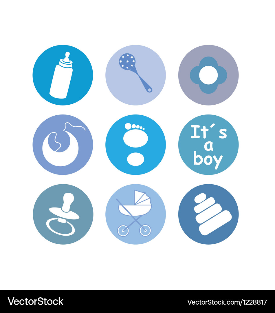 Boy baby things icons Royalty Free Vector Image