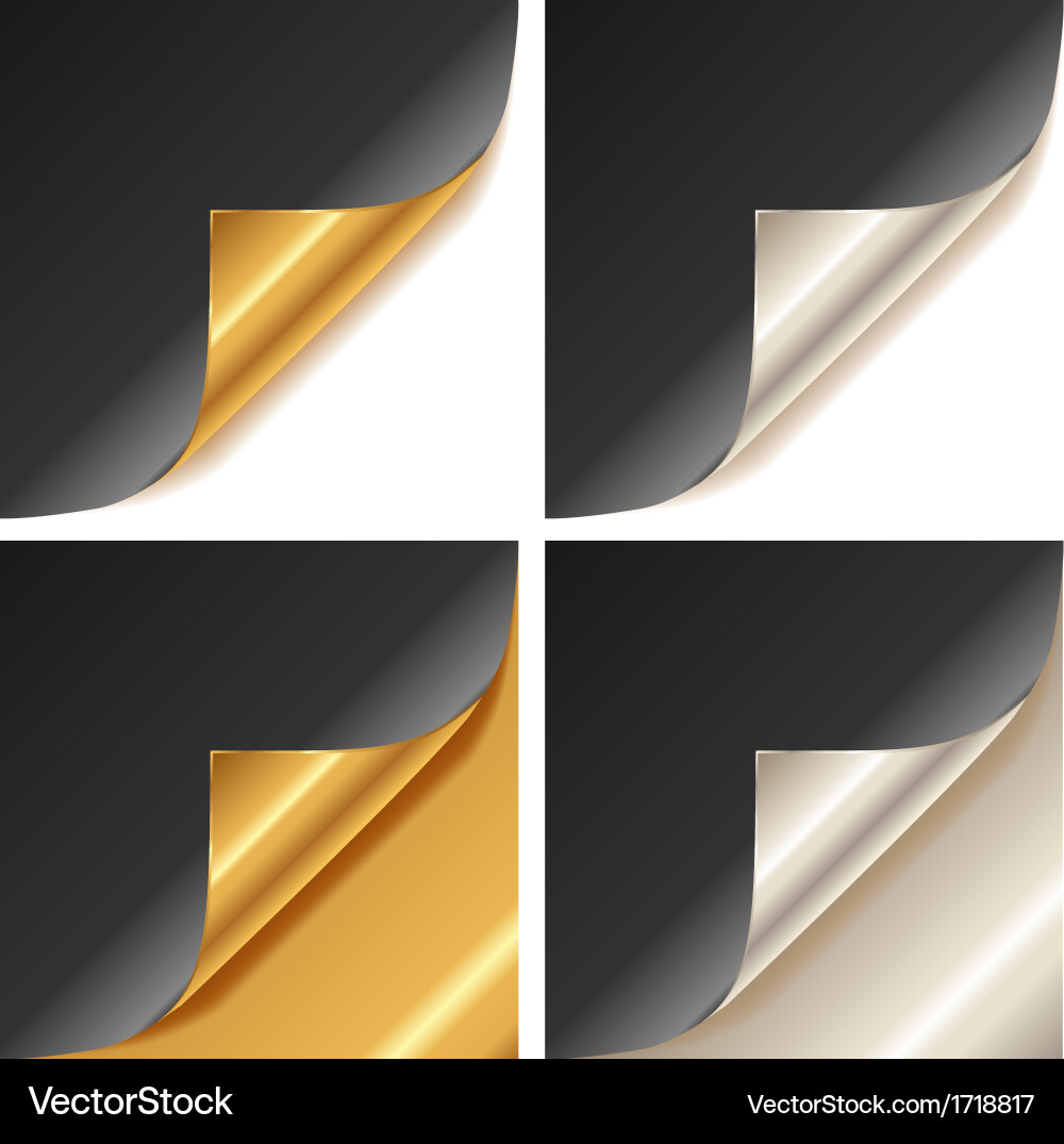 Curled golden and silver page corner Royalty Free Vector