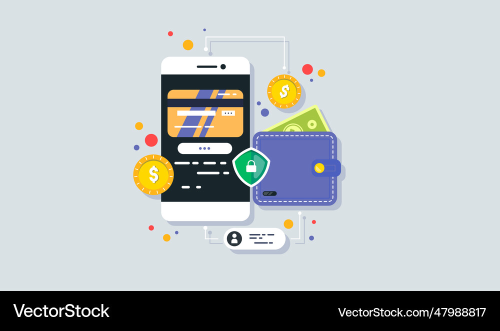 Mobile phone payment icon in flat style Royalty Free Vector