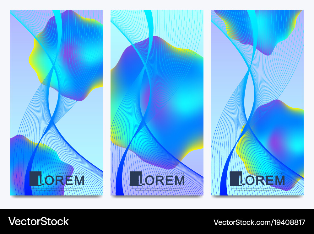Modern set of flyers abstract fluid 3d Royalty Free Vector