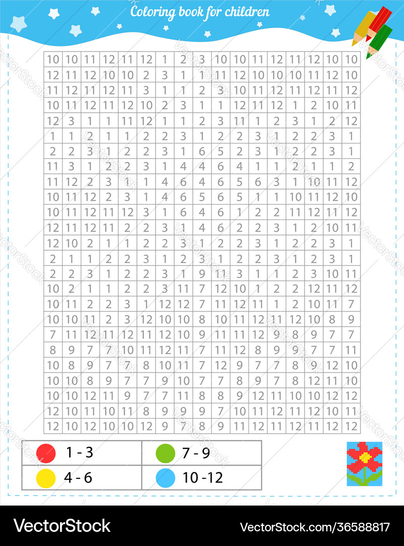 Pixel coloring for kids numbers cartoon flowe Vector Image