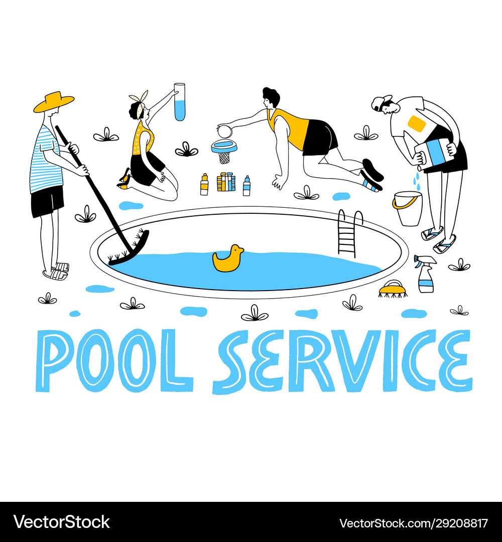 Pool maintenance happy business people Royalty Free Vector