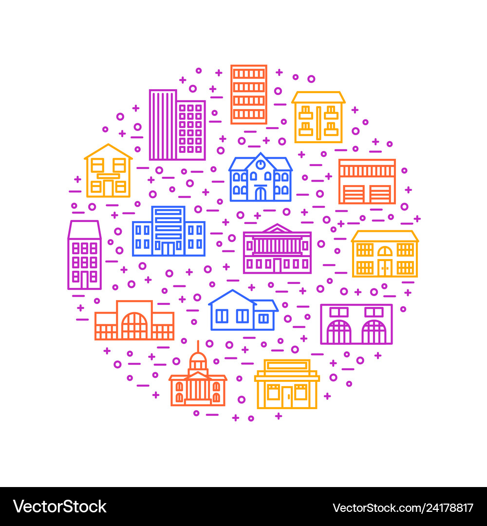 Property house signs thin line round design Vector Image