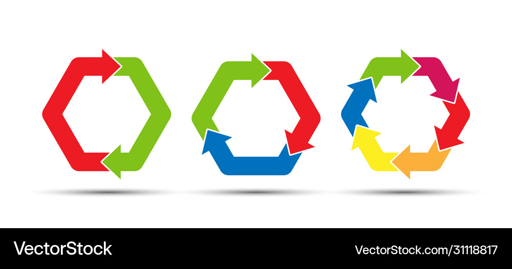 Set looped colored arrows to a plan strategy Vector Image