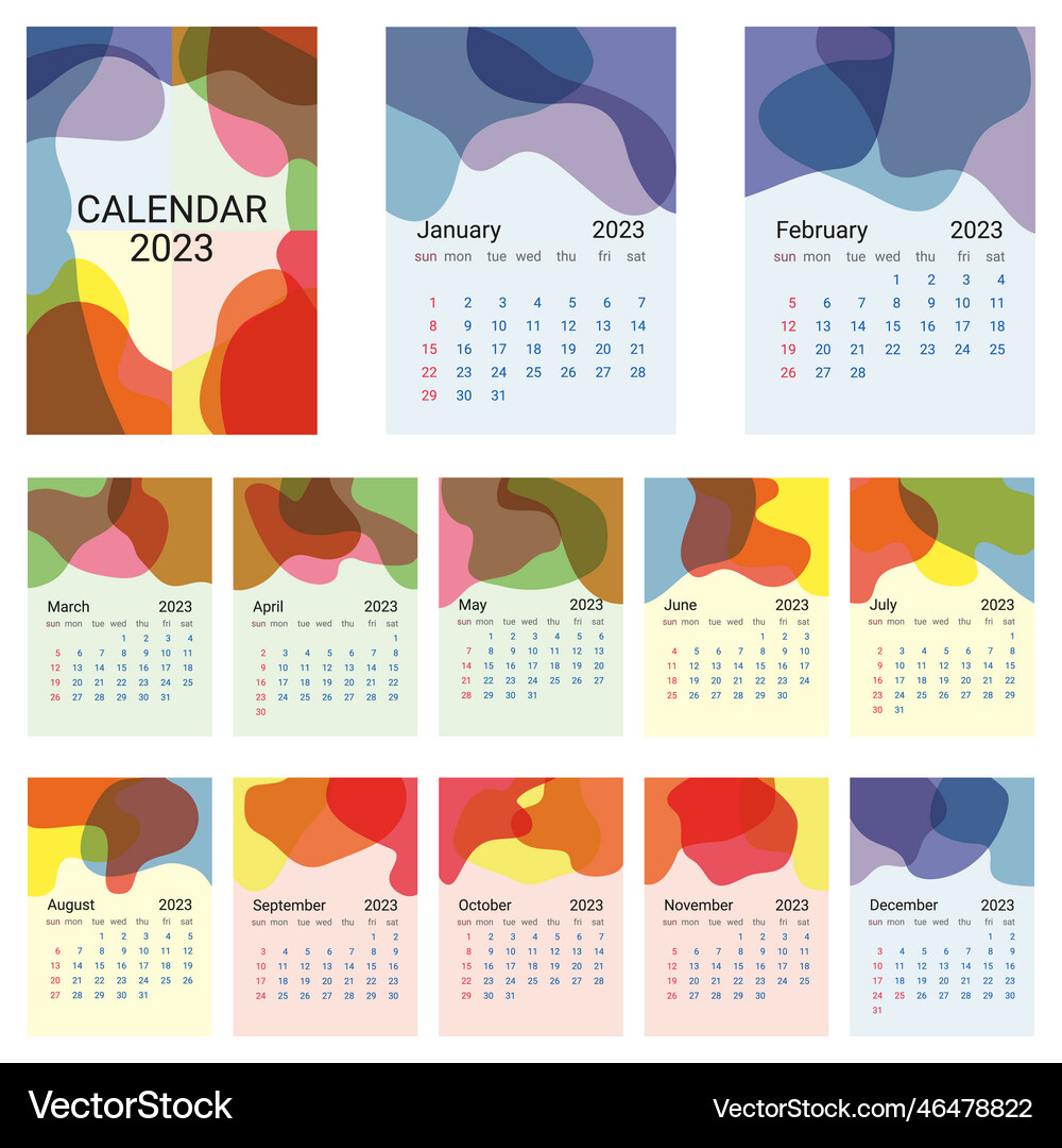 Calendar with abstract pattern for 2023 Royalty Free Vector