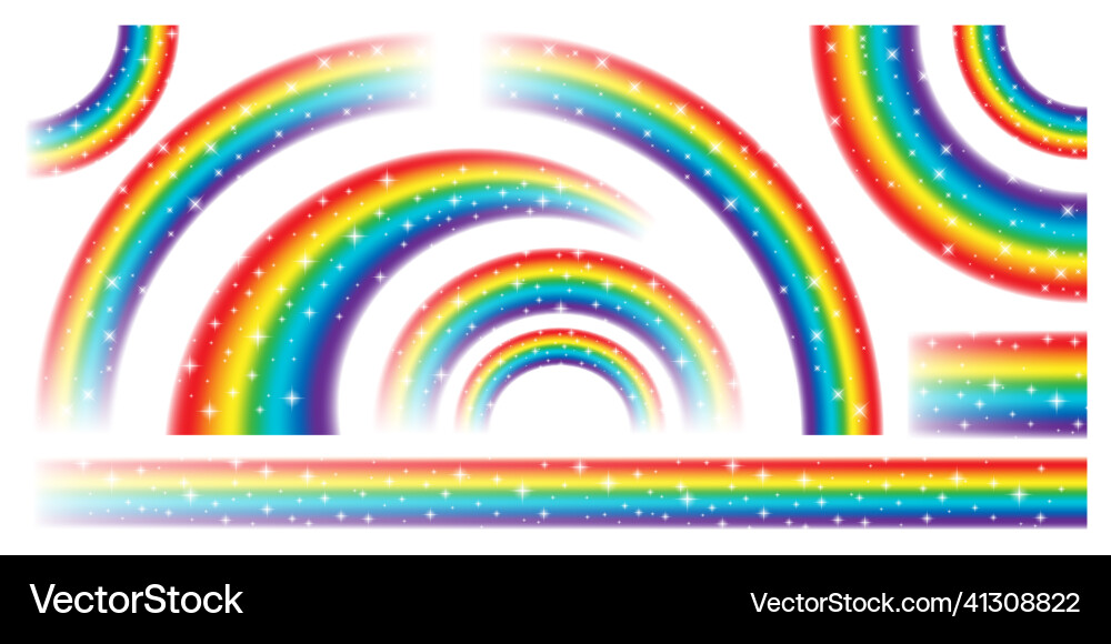 Colorful realistic rainbow collection isolated Vector Image