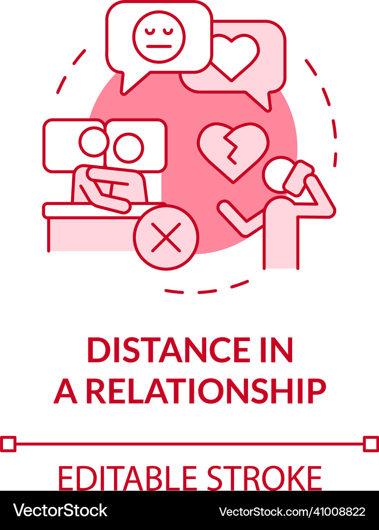 Distance in relationship pink concept icon Vector Image