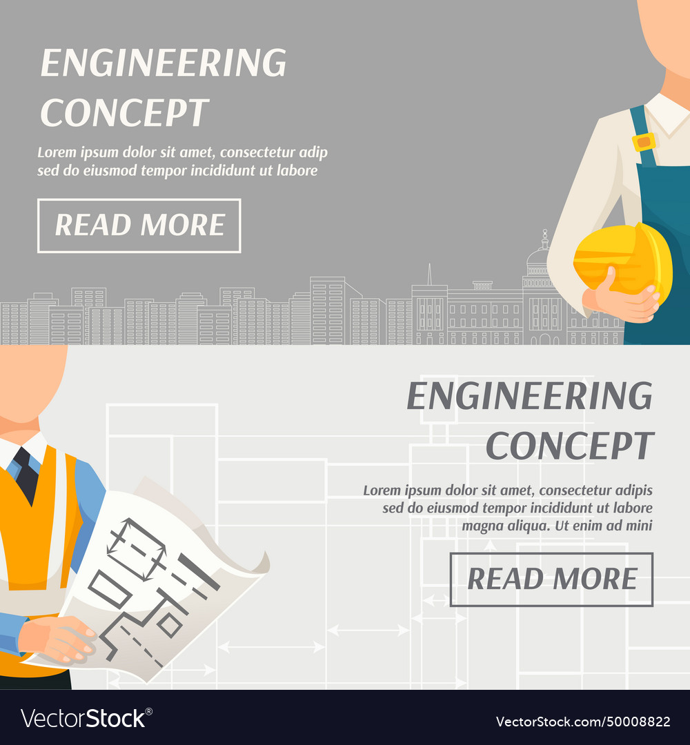 Engineering concept horizontal banners Royalty Free Vector