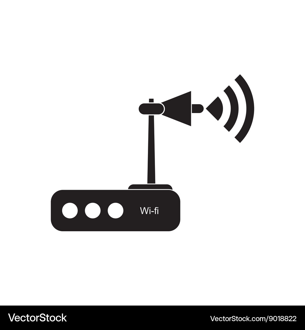 Flat icon in black and white wi fi modem Vector Image