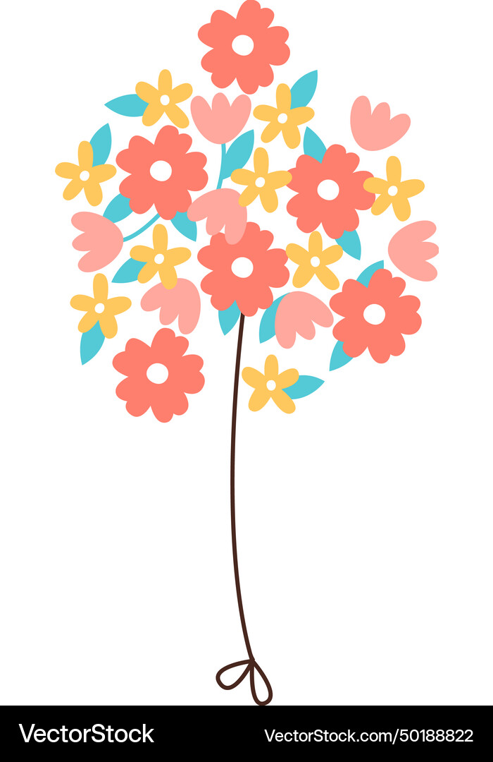 Flowers balloon on rope Royalty Free Vector Image