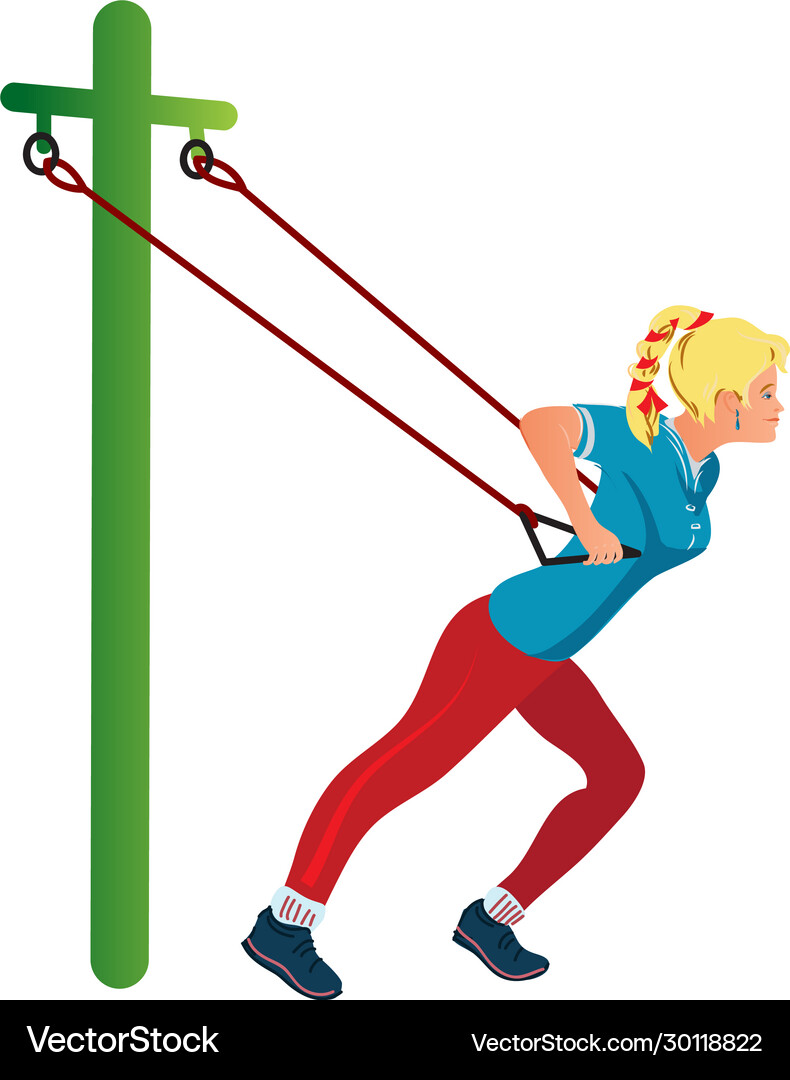 Girl training her back muscles during workout Vector Image