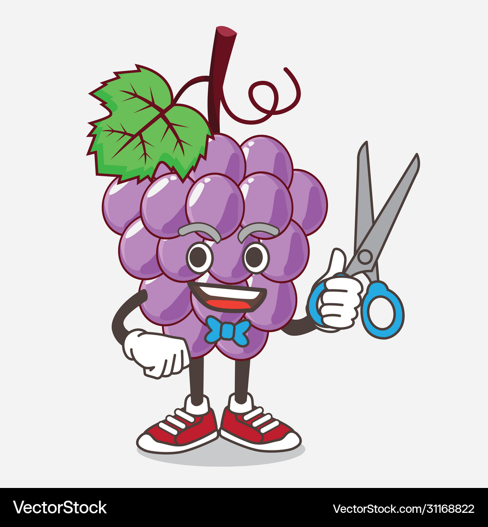 Grape fruit cartoon mascot character as smiling Vector Image