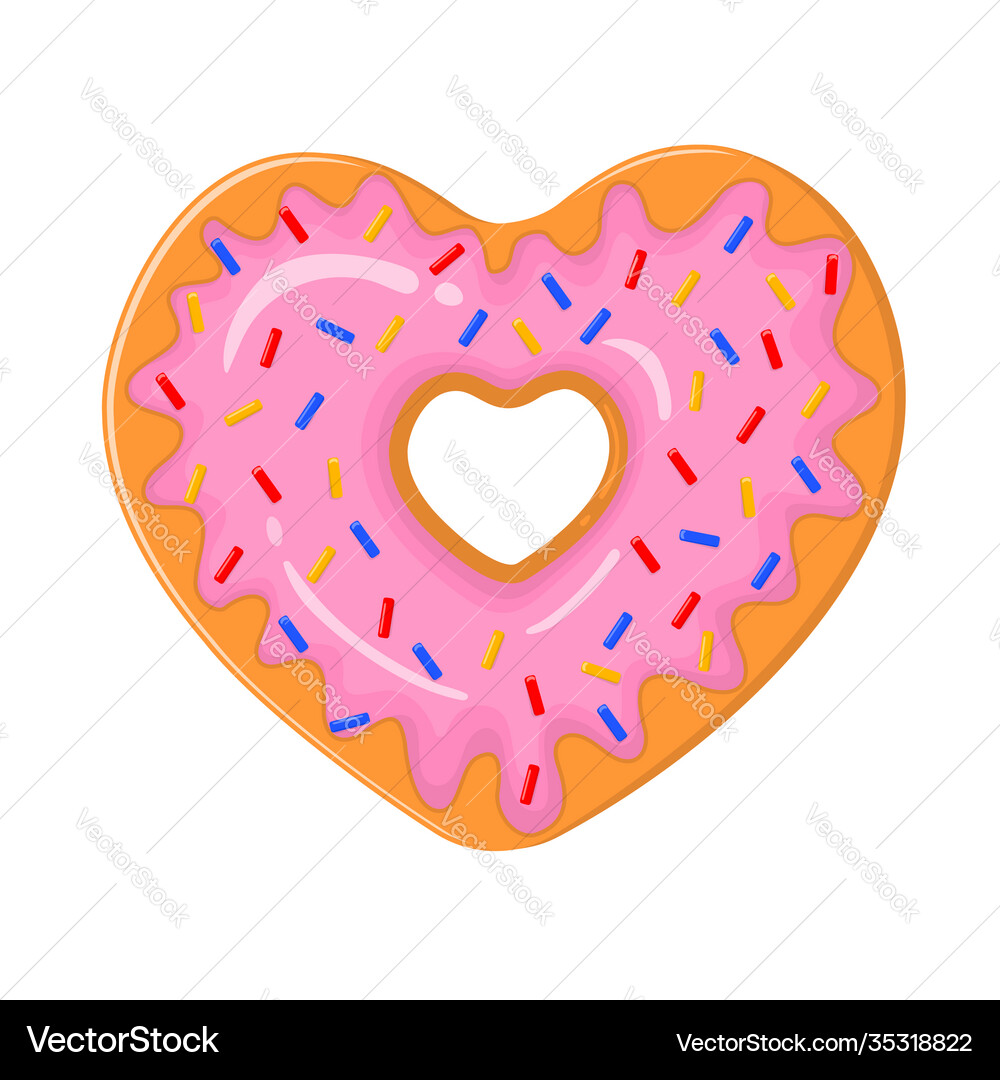 Heart shaped donut isolated on white background Vector Image