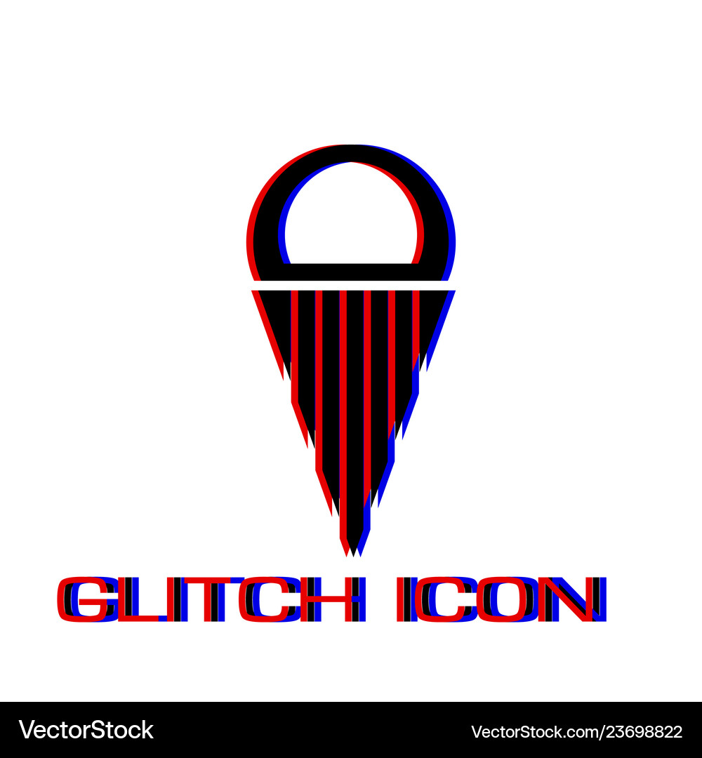 Ice cream ball in waffle cone icon flat Royalty Free Vector