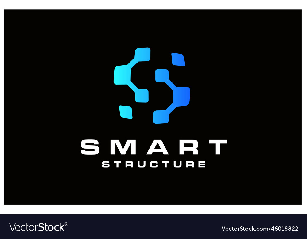 Initial letter s digital data network link logo Vector Image