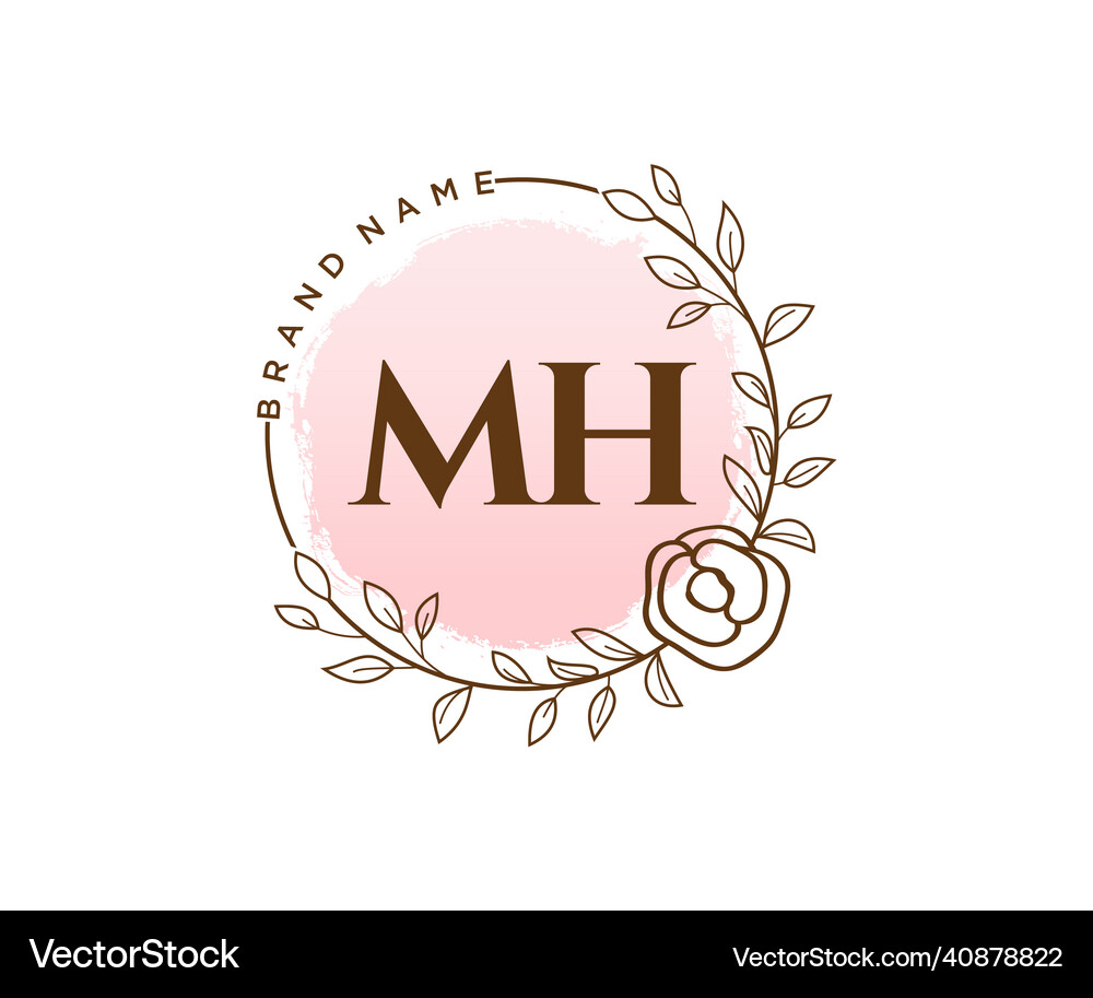 Initial mh feminine logo usable for nature salon Vector Image