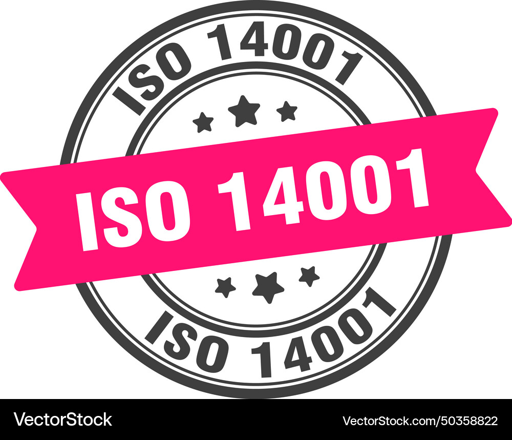 Iso 14001 stamp label on transparent Royalty Free Vector
