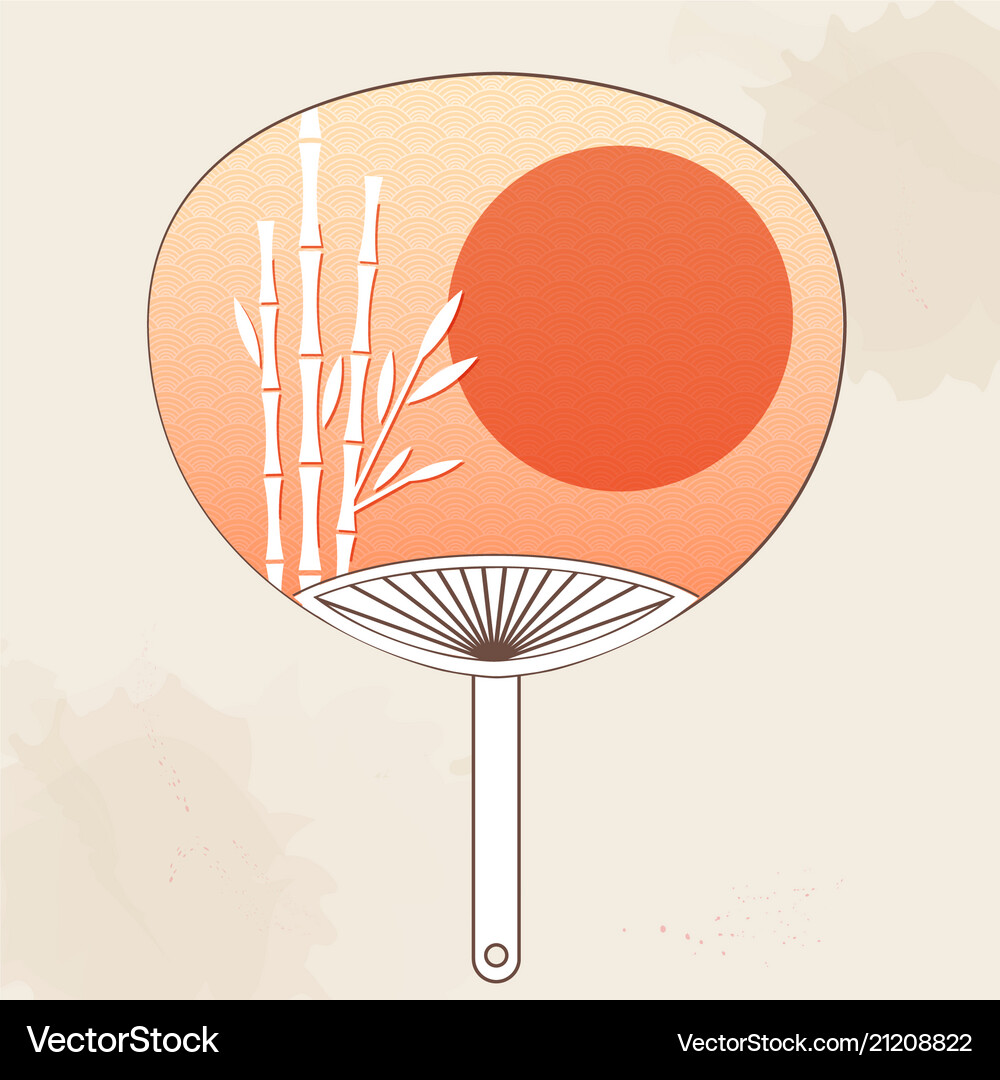 Japanese fan bamboo sunset background image Vector Image