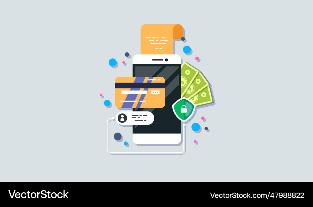 Mobile phone payment icon in flat style Royalty Free Vector