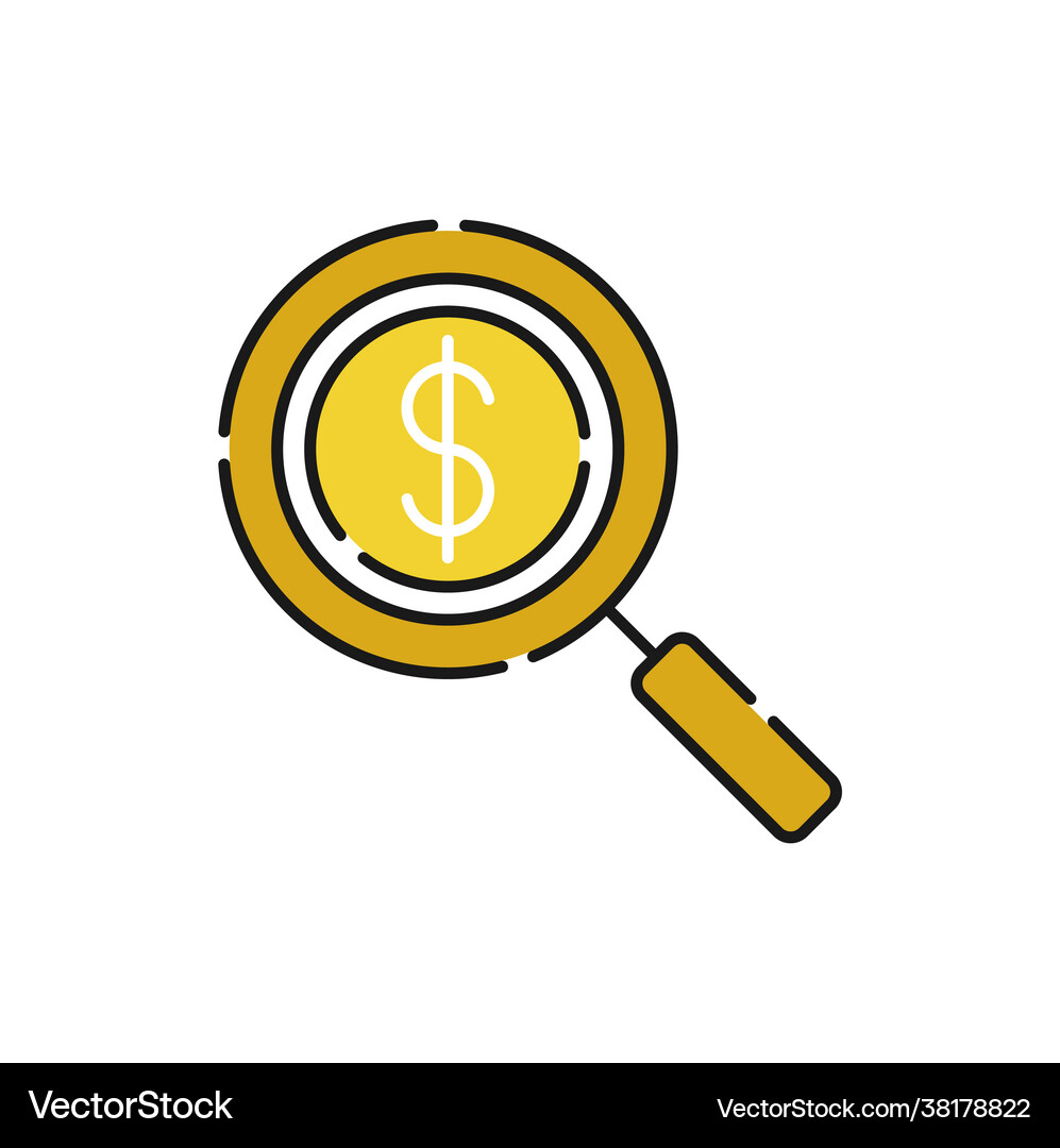 Money search icon with searching Royalty Free Vector Image