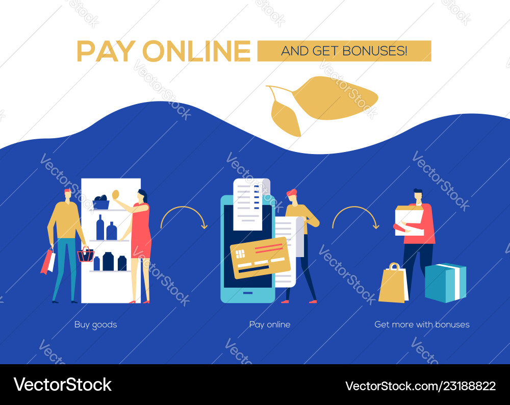 Pay online and get bonuses - flat design style Vector Image