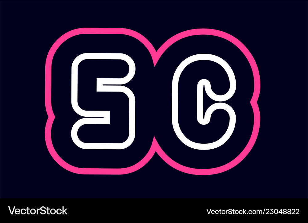 Pink white blue alphabet combination letter sc s Vector Image