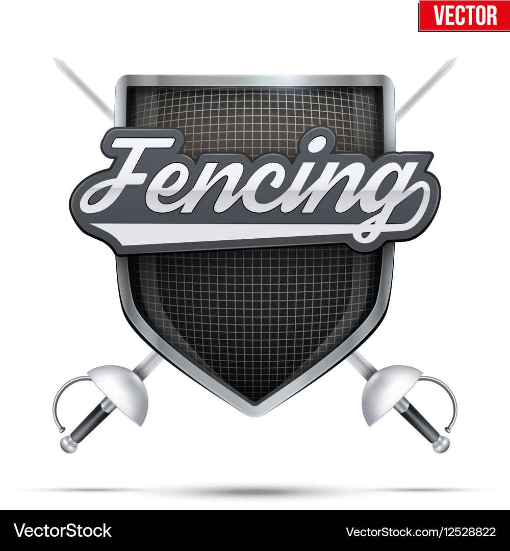 Premium symbol fencing shield label Royalty Free Vector