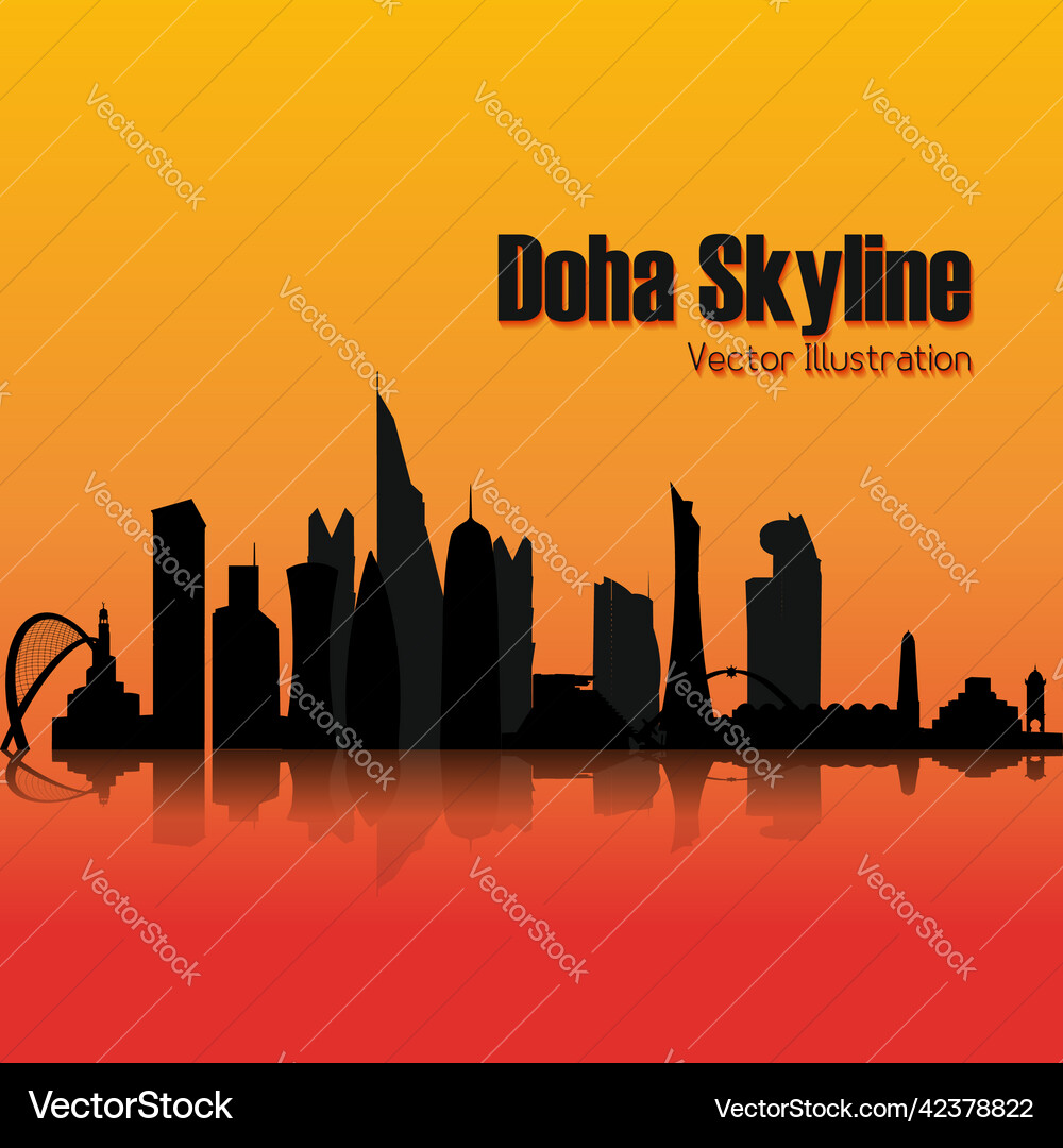 Qatar city line silhouette design Royalty Free Vector Image