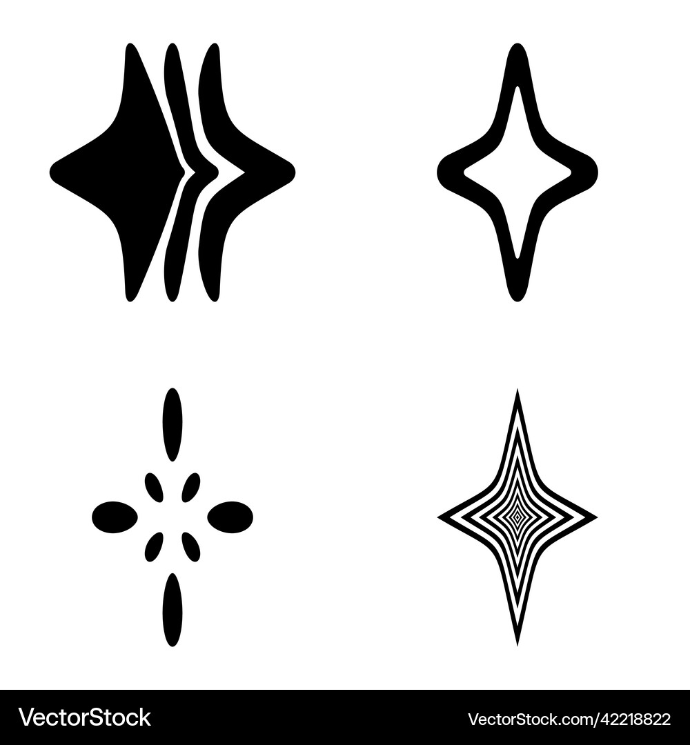 Rhombic star3 flat icon set isolated on white Vector Image
